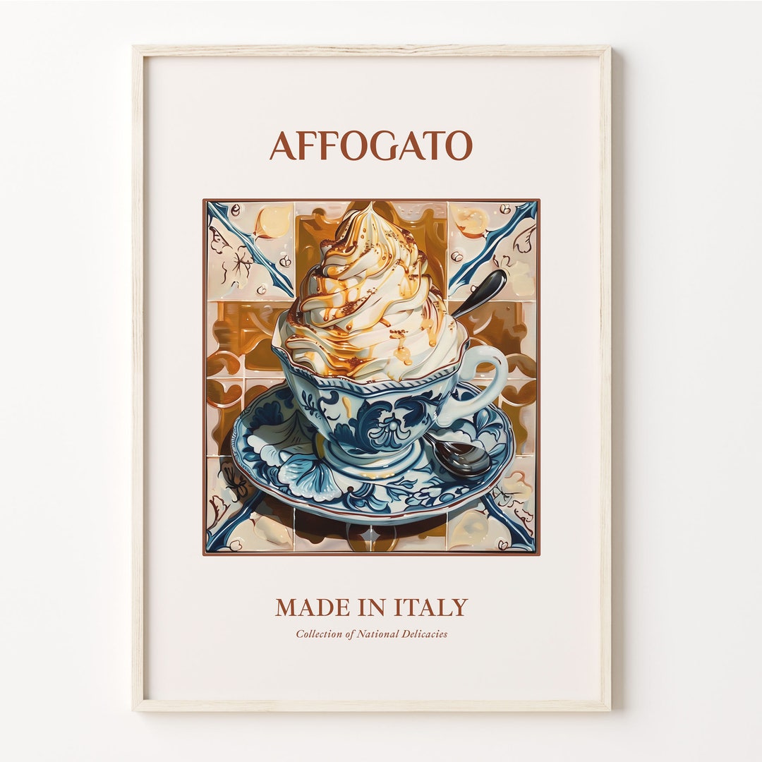 Affogato Maiolica Tile Plate Art Print, Italian Food Wall Decor ...