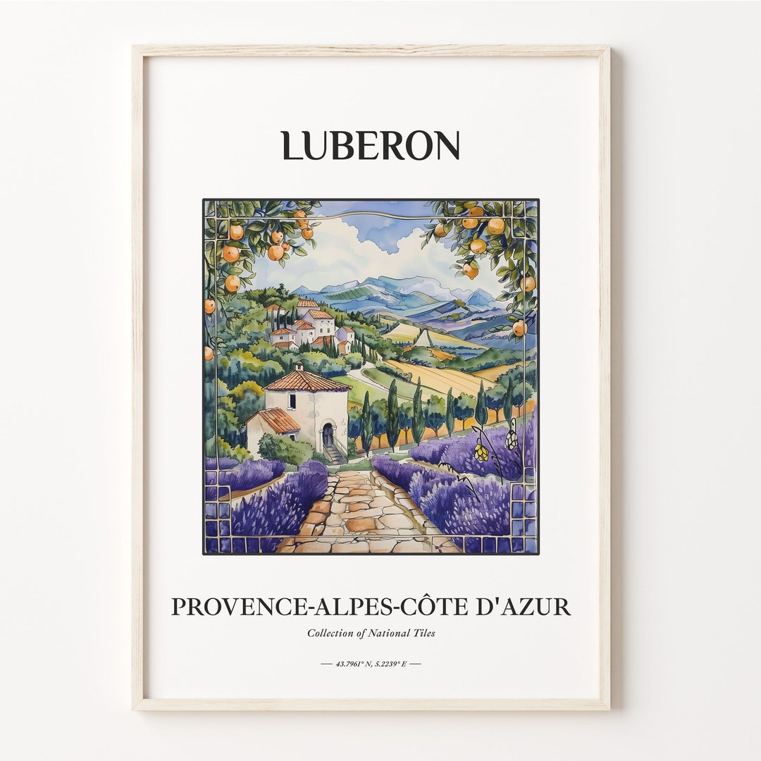 Provence Lavender Fields Wall Art, Luberon Tile Pattern Decor Print ...