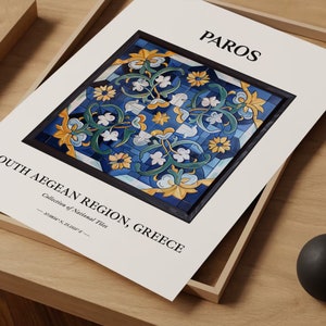 Greek Island Tile Pattern Poster, Paros Wall Art, Enchanting Home Decor ...