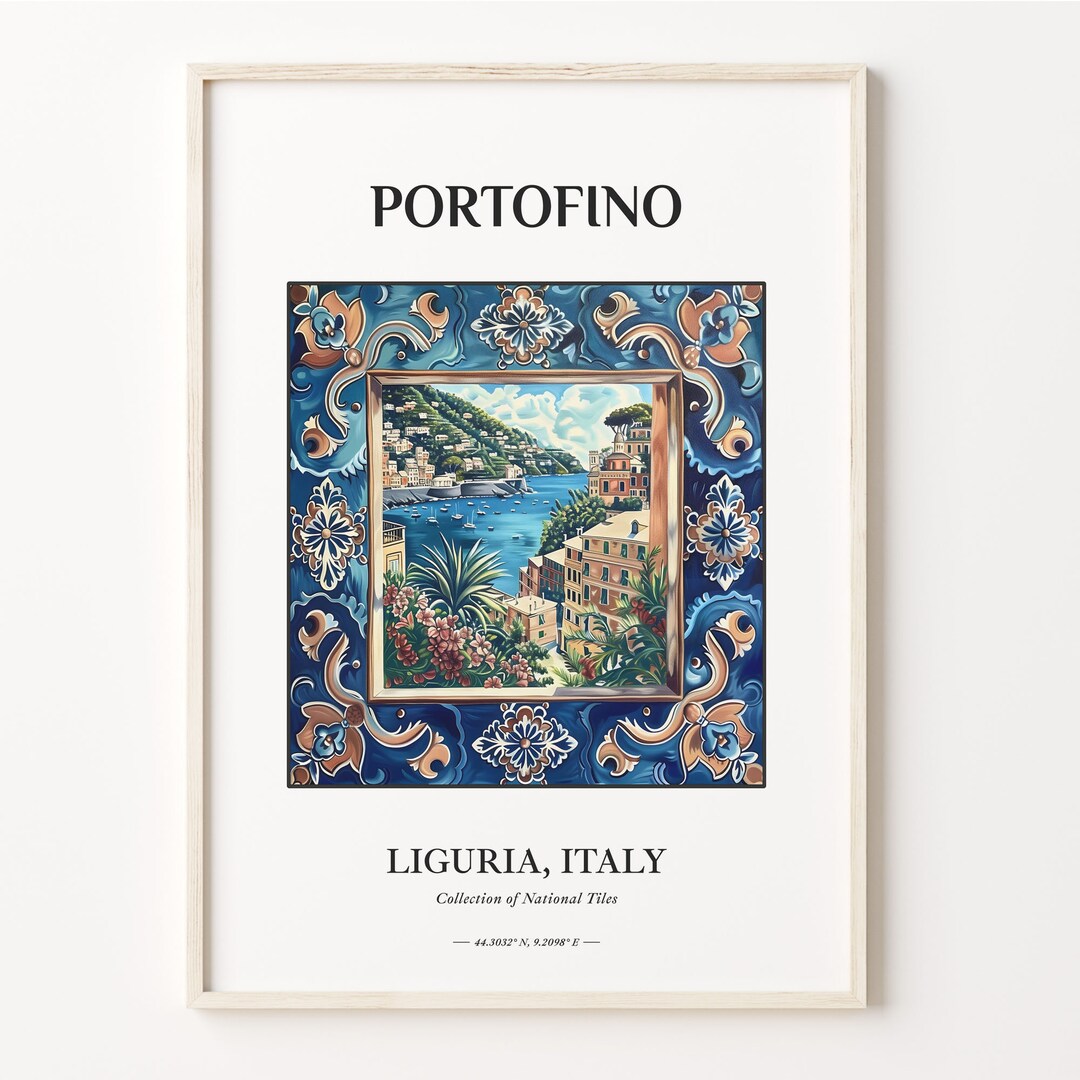 Portofino Maiolica Tile Wall Art, Aesthetic Italian Decor Print ...