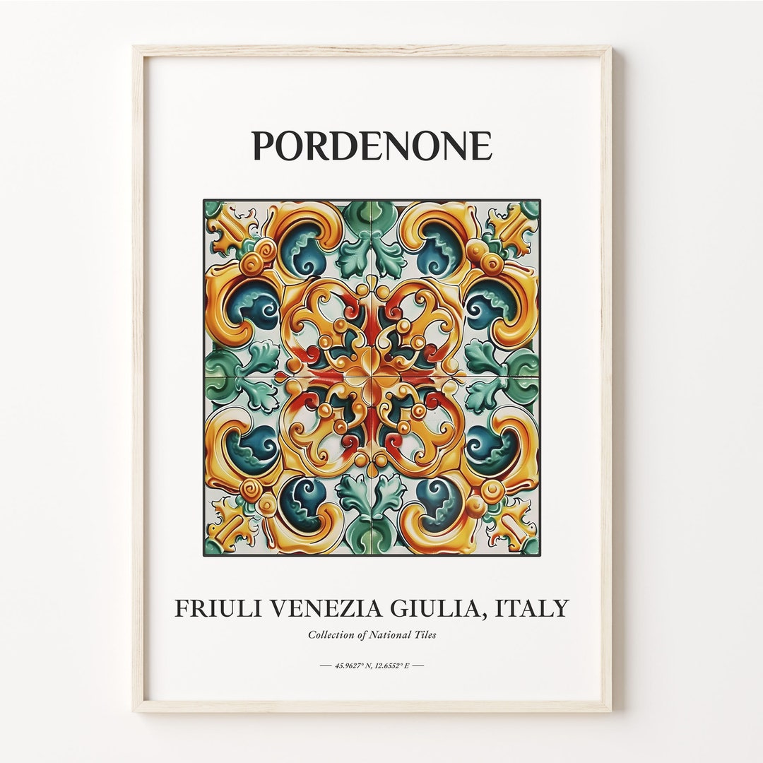 Maiolica Tile Wall Art, Aesthetic Folk Print Poster, Pordenone, Italy ...