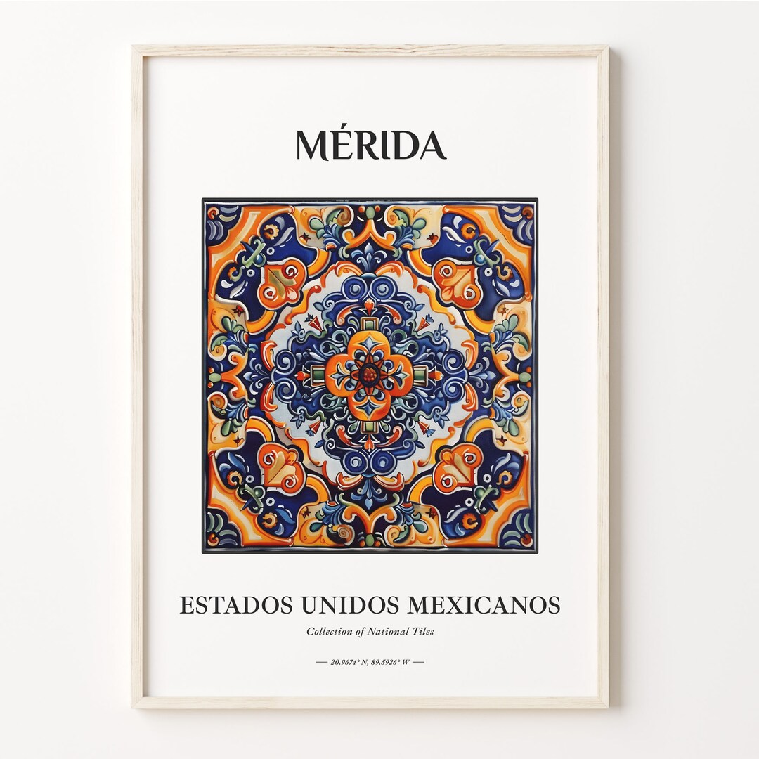 Mérida Mexico Tile Wall Art, Aesthetic Traditional Decor Print, Bedroom ...