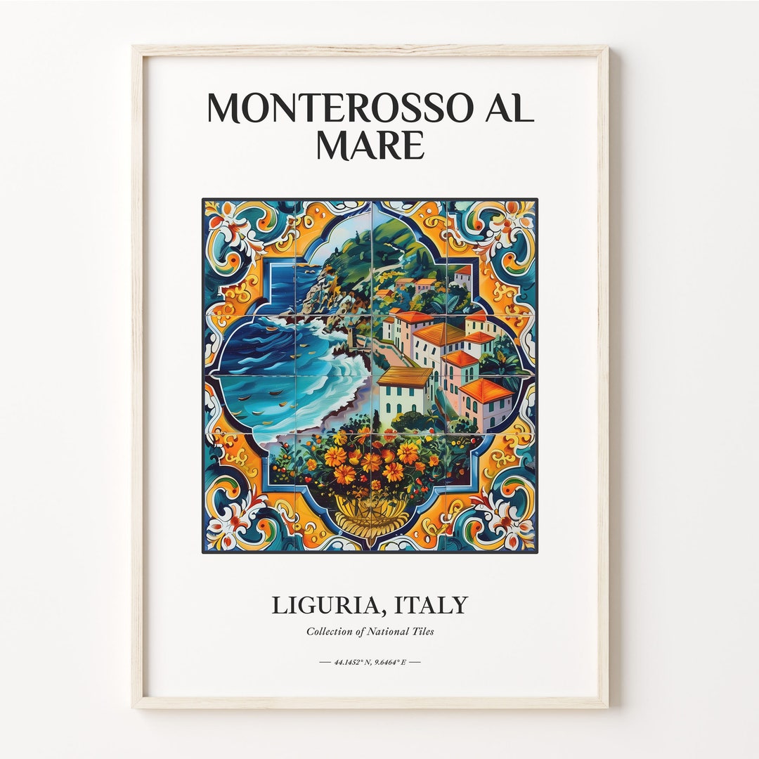 Maiolica Tile Wall Art Print, Monterosso Al Mare, Italy Decor ...