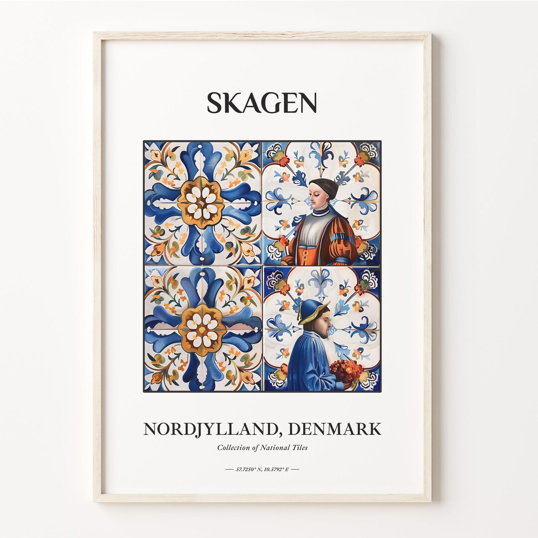 Skagen Nordjylland Denmark Folk Costume Tile Aesthetic Wall Art Print ...