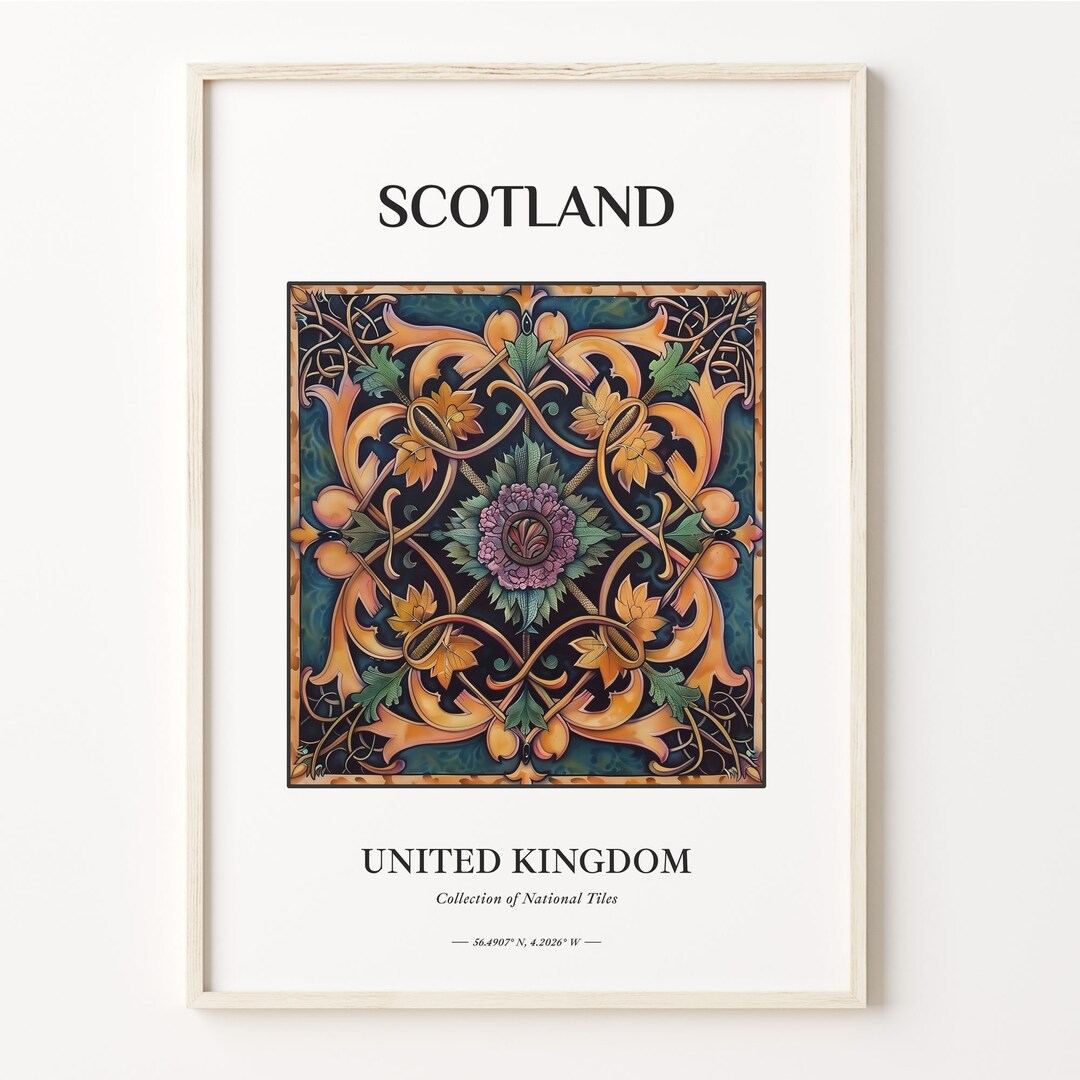 Scotland Tile Pattern Art Print, Traditional Wall Decor, Aesthetic ...