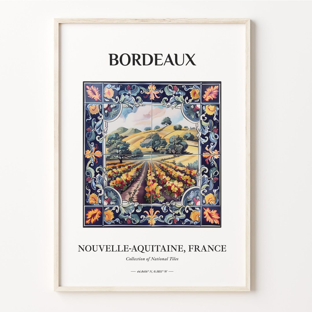 Vineyard Tile Pattern Wall Art, Bordeaux Decor Print, Aesthetic Poster ...