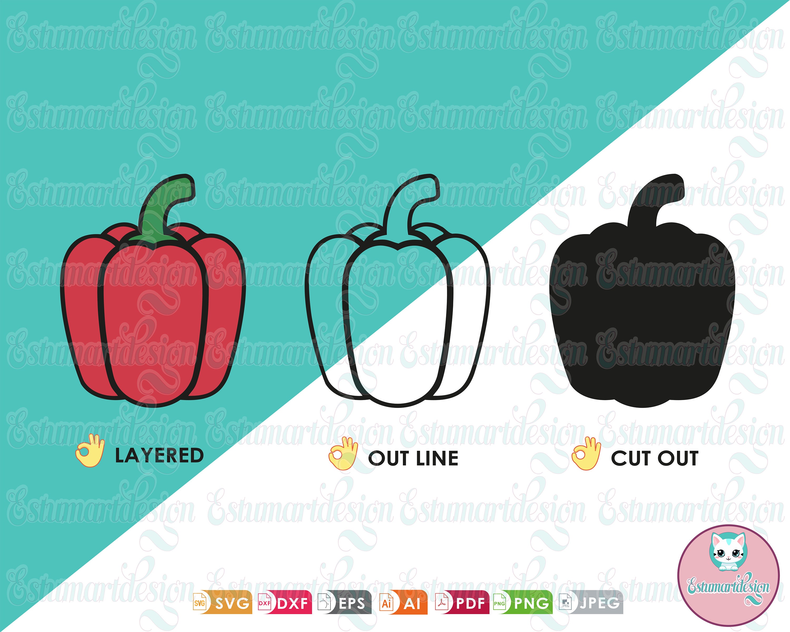 SWEET BELL PEPPER Svg, Vegetable Svg, Pepper Clipart, Bell Pepper, Red ...