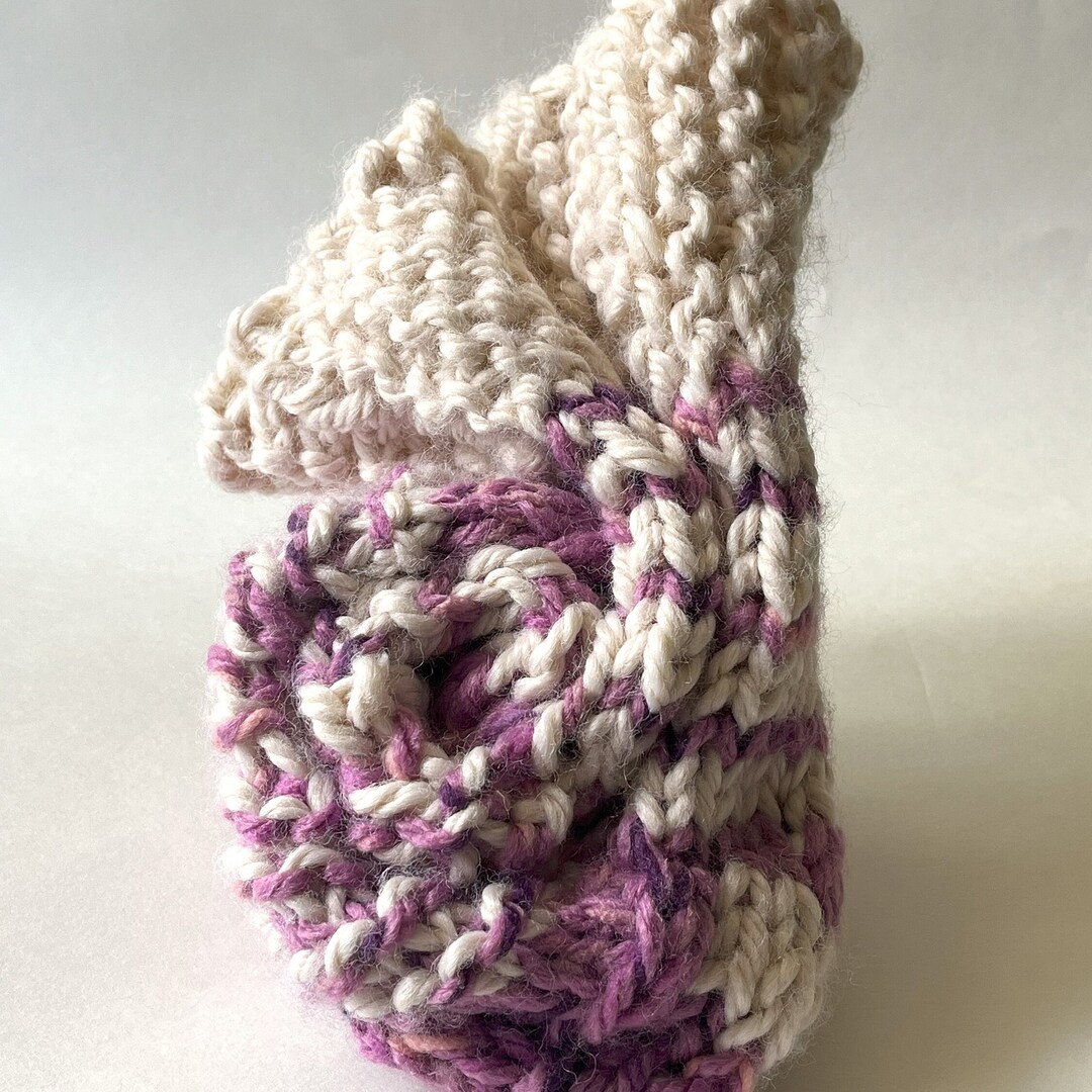 Warm Chunky Knit Socks: Lavender Stripe - Etsy