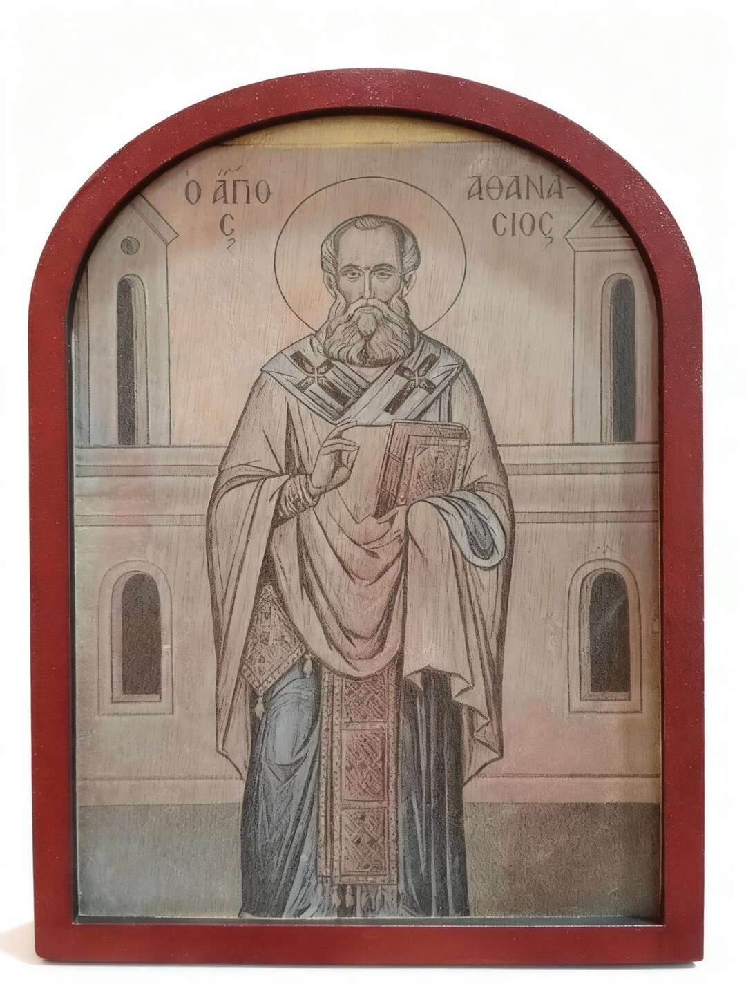 Saint Athanasius Handmade Wooden Icon - Etsy