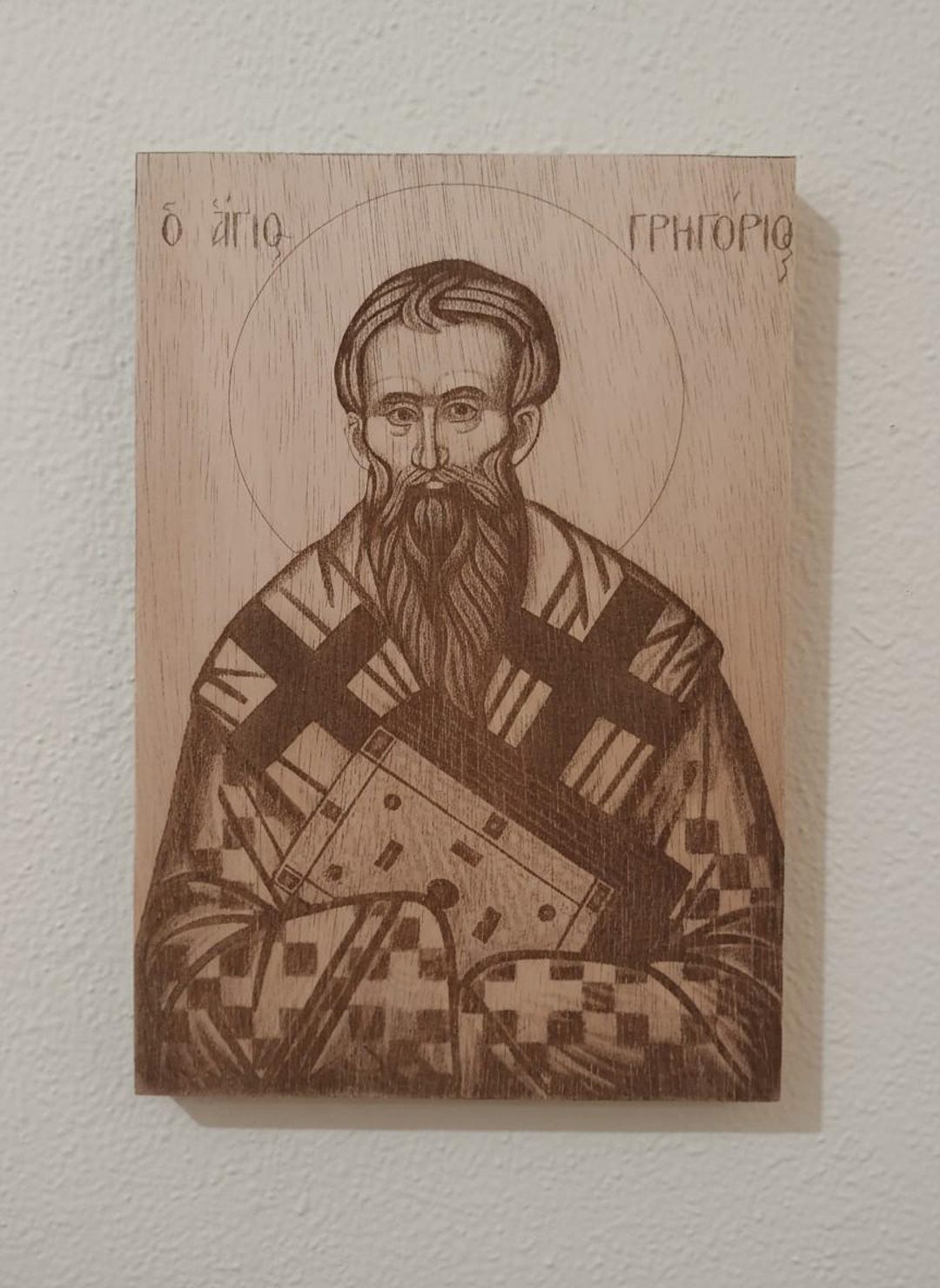 Handmade Wooden Icon of Saint Gregory - Etsy