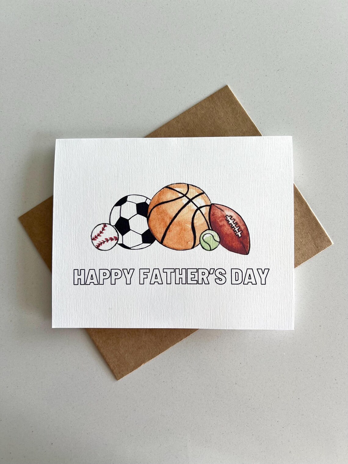 Sporty Father’s Day Card| Watercolor Father’s Day Card With Envelope ...