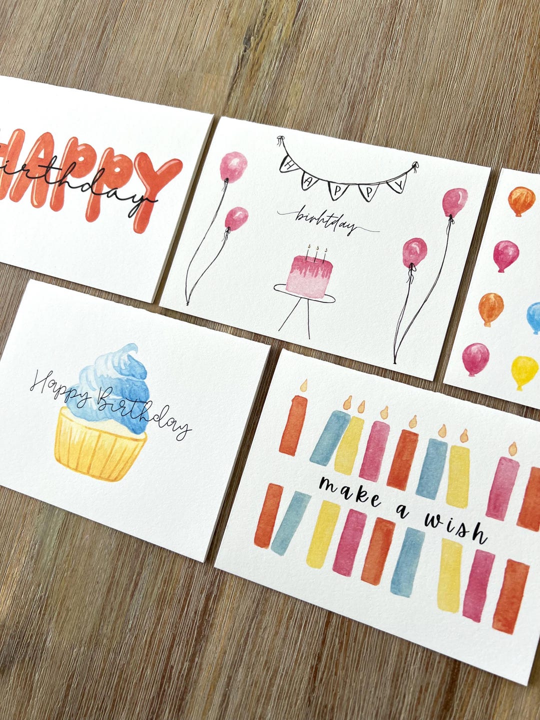 Watercolor Birthday Card Set: Hand-painted A2 Cards With Envelopes - Etsy