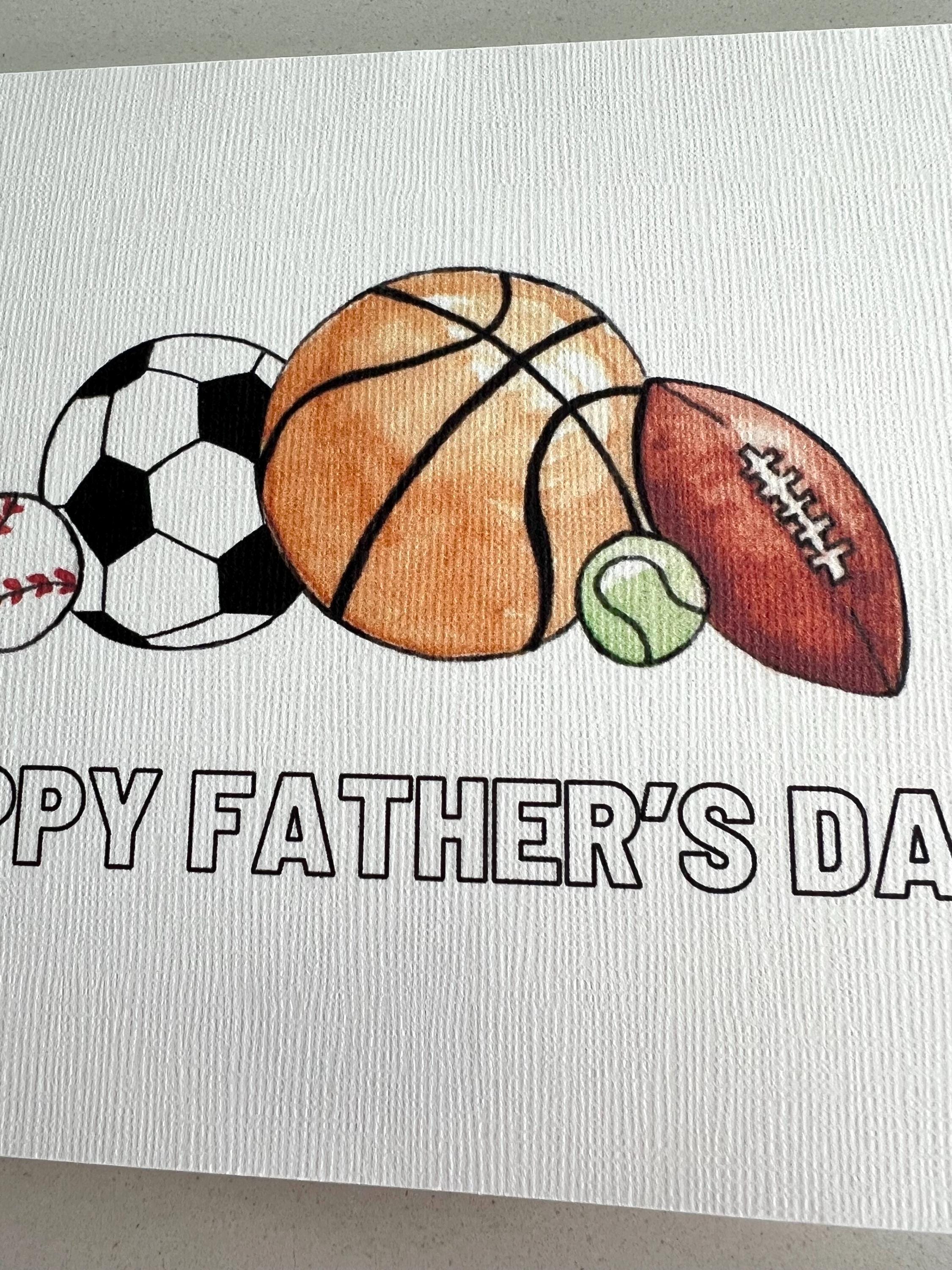 Sporty Father’s Day Card| Watercolor Father’s Day Card With Envelope ...