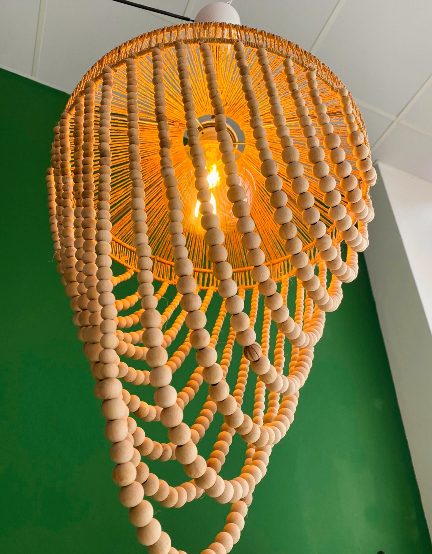 Boho Beaded Chandelier, Rustic Chandelier, Boho Lİghting, Nordic Style ...