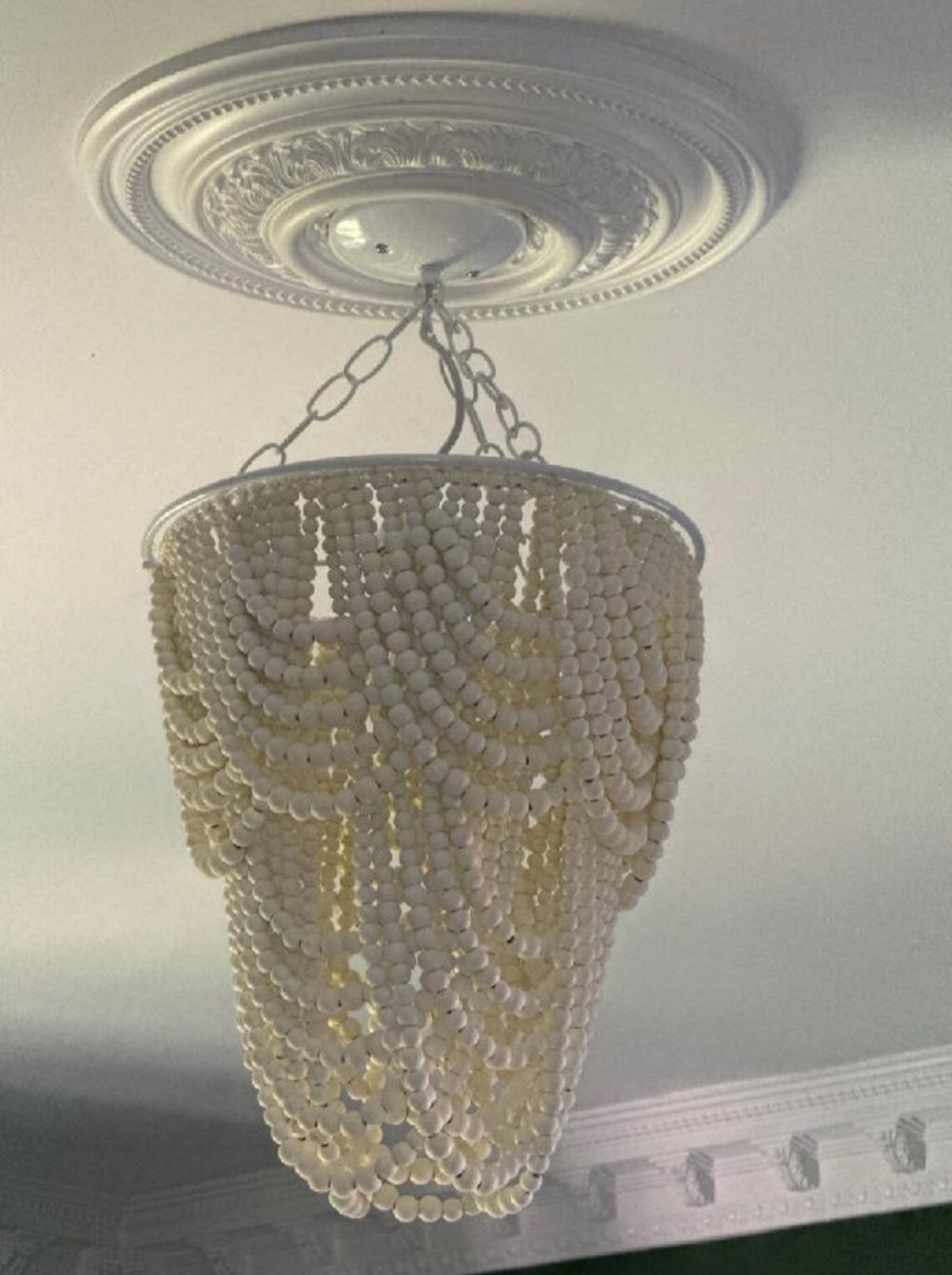 Beaded Chandelier, Wood Bead Chandelier, Rustic Lİghting, Farmhouse ...