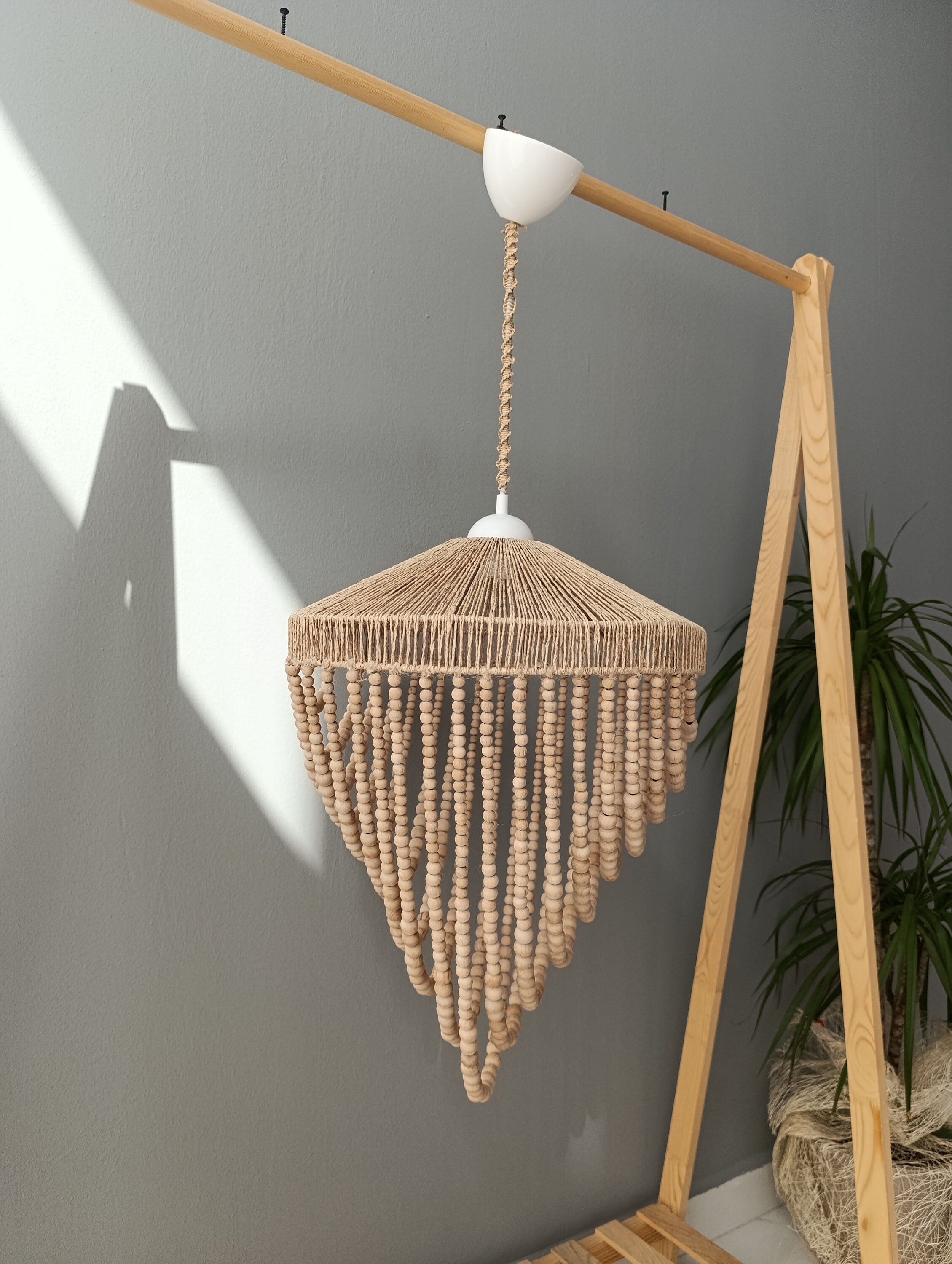 Boho Beaded Chandelier, Rustic Chandelier, Boho Lİghting, Nordic Style ...