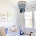 Blue Ombre Beaded Chandelier, Boho Nursery Light, Wood Bead Pendant ...