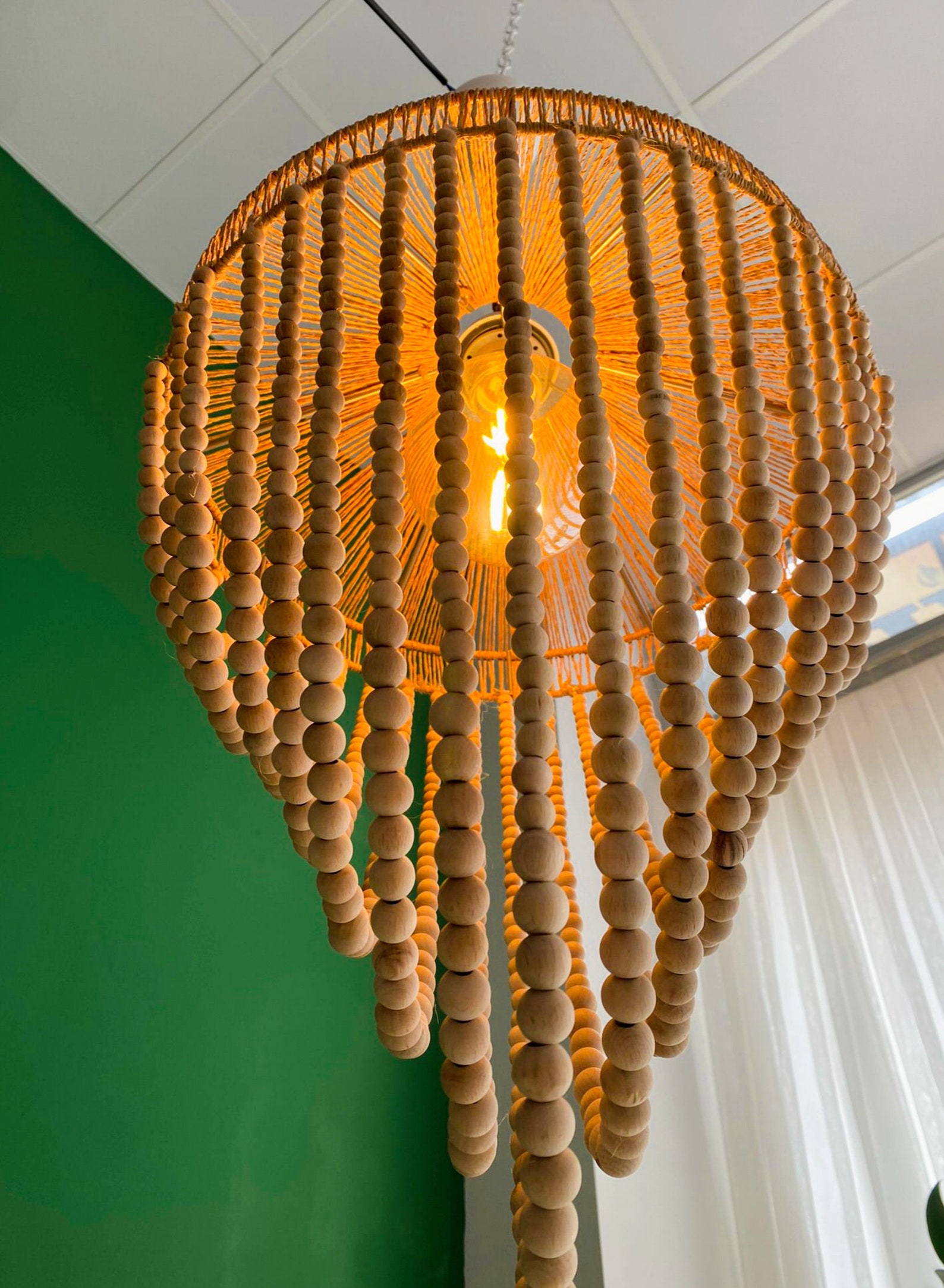 Boho Beaded Chandelier, Rustic Chandelier, Boho Lİghting, Nordic Style ...