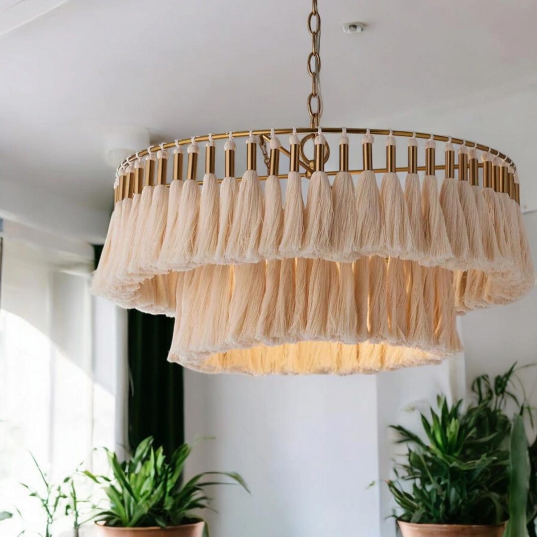 Tassel Light, Modern Boho Light, Nursery Chandelier, Boho Fringe ...