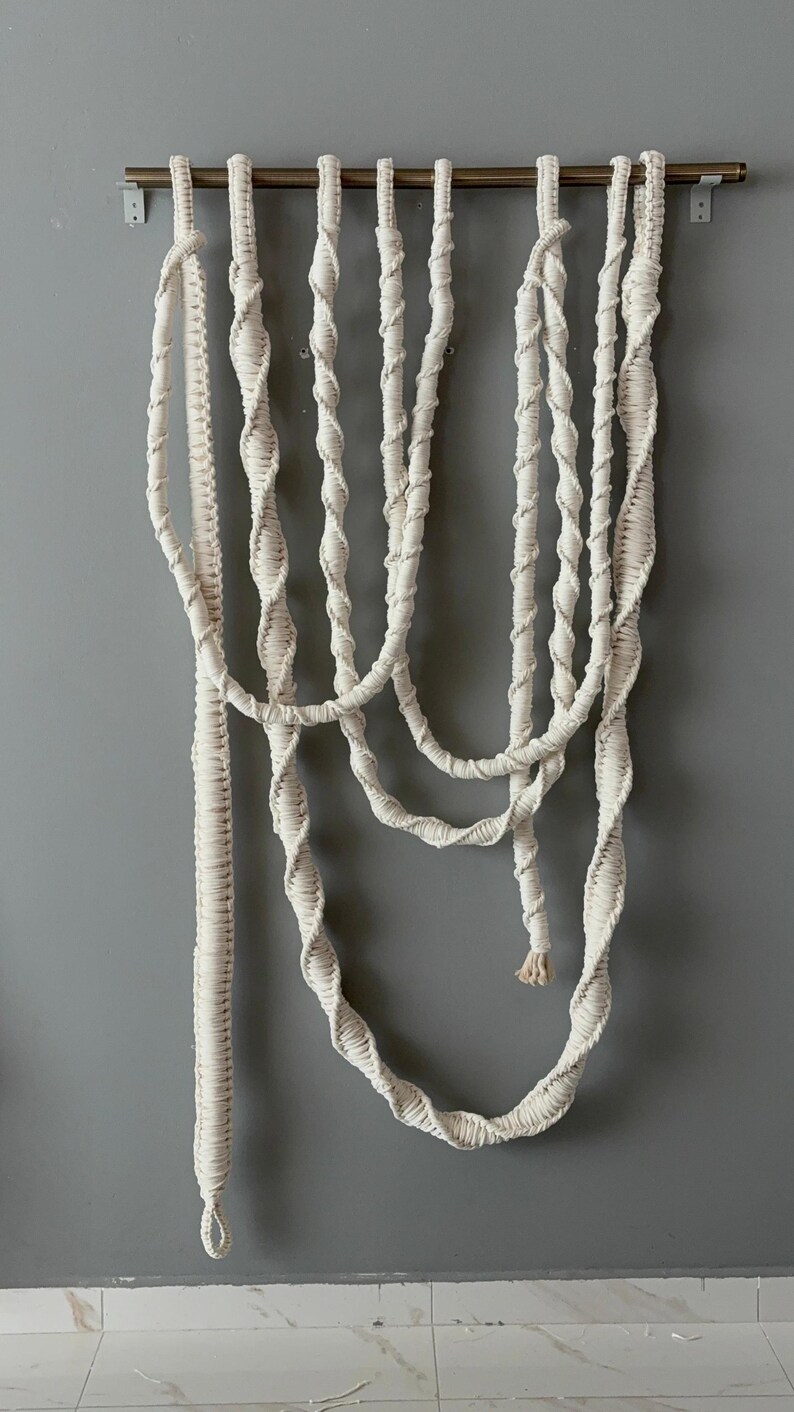Large Macrame Wall Hanging, Extra Long Boho Fiber Art, Neutral ...