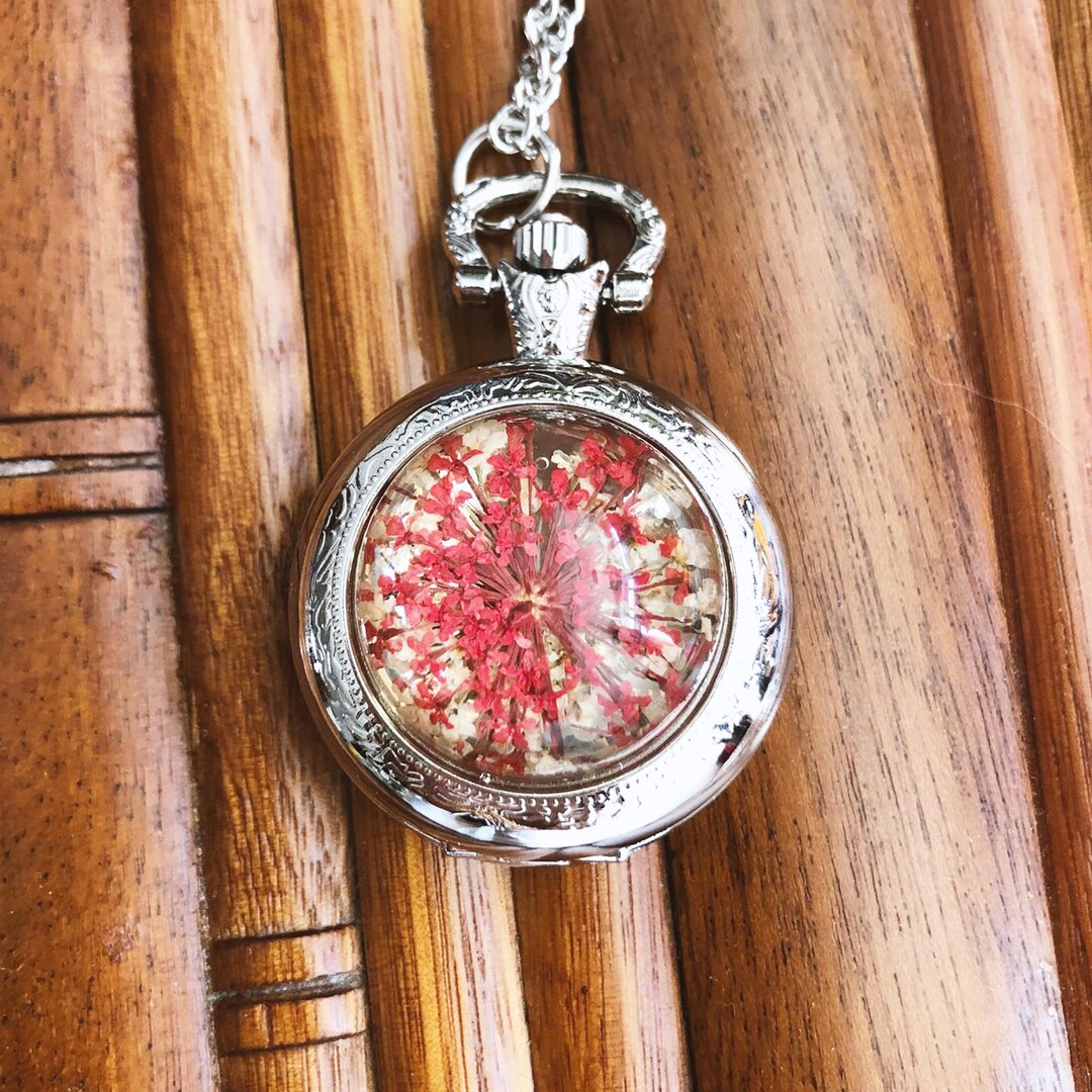 Real Flowers Pocket Watch, Real Flower Necklace Watch, Real Babys ...