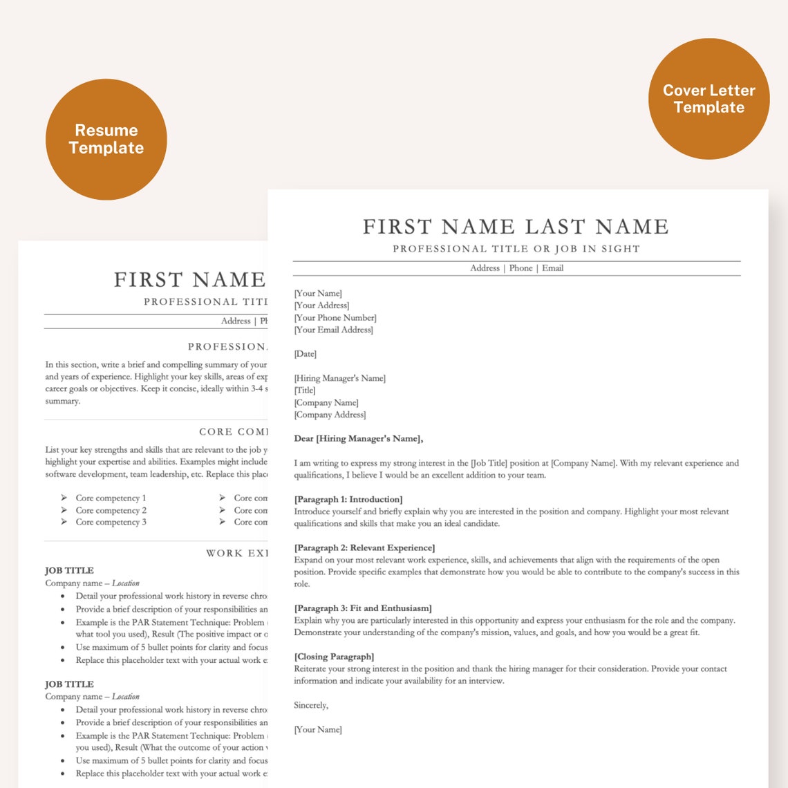ATS Resume and Cover Letter Template, Word, Google Docs, Apple Pages ...