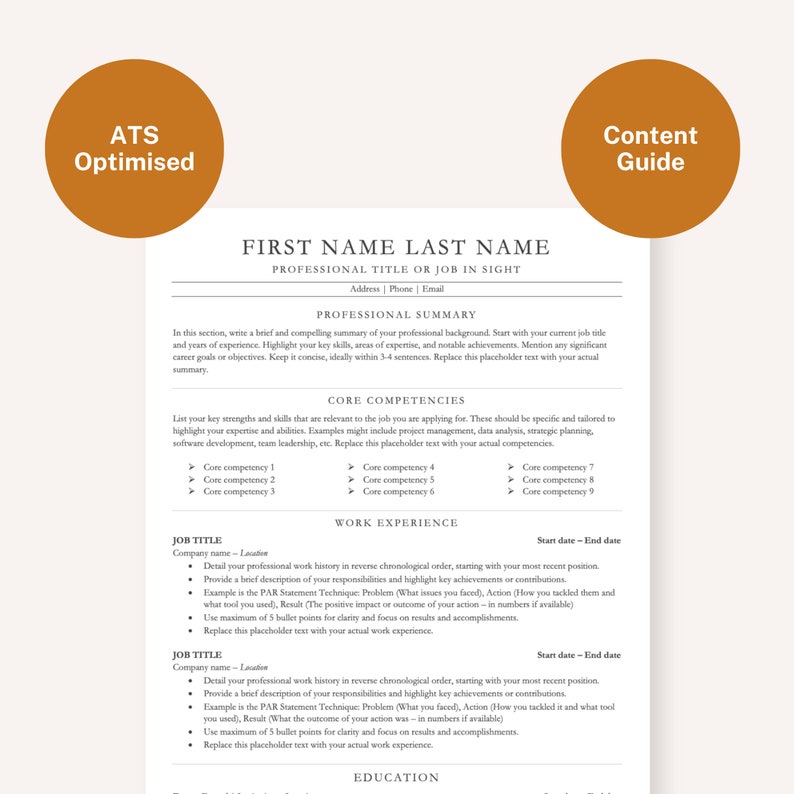 ATS Resume and Cover Letter Template, Word, Google Docs, Apple Pages ...