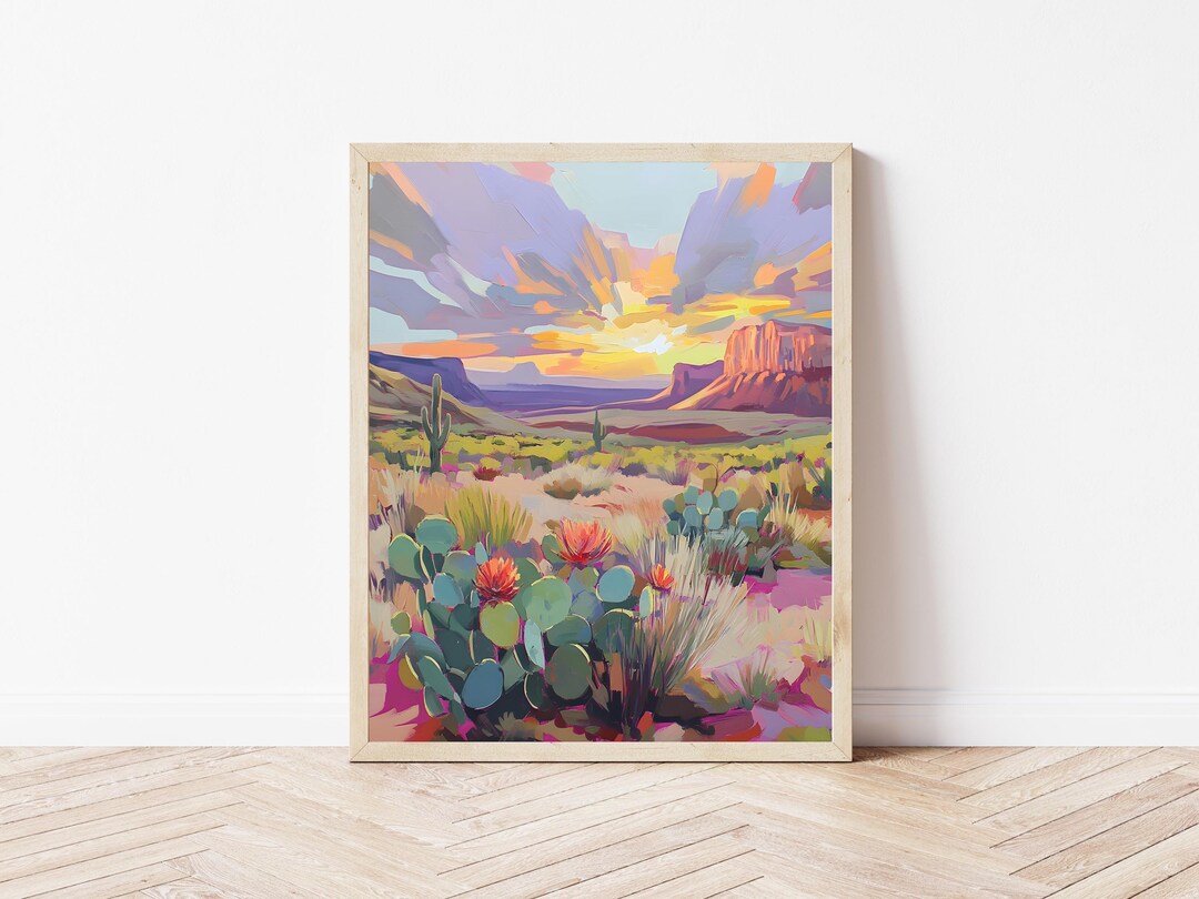 Desert Landscape Artptint, Digital Poster ''blooming Desert'', Bohemian ...