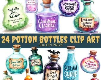 Halloween Potion Bottles Clip Art: Witchy PNG Set (digital Download) - Etsy