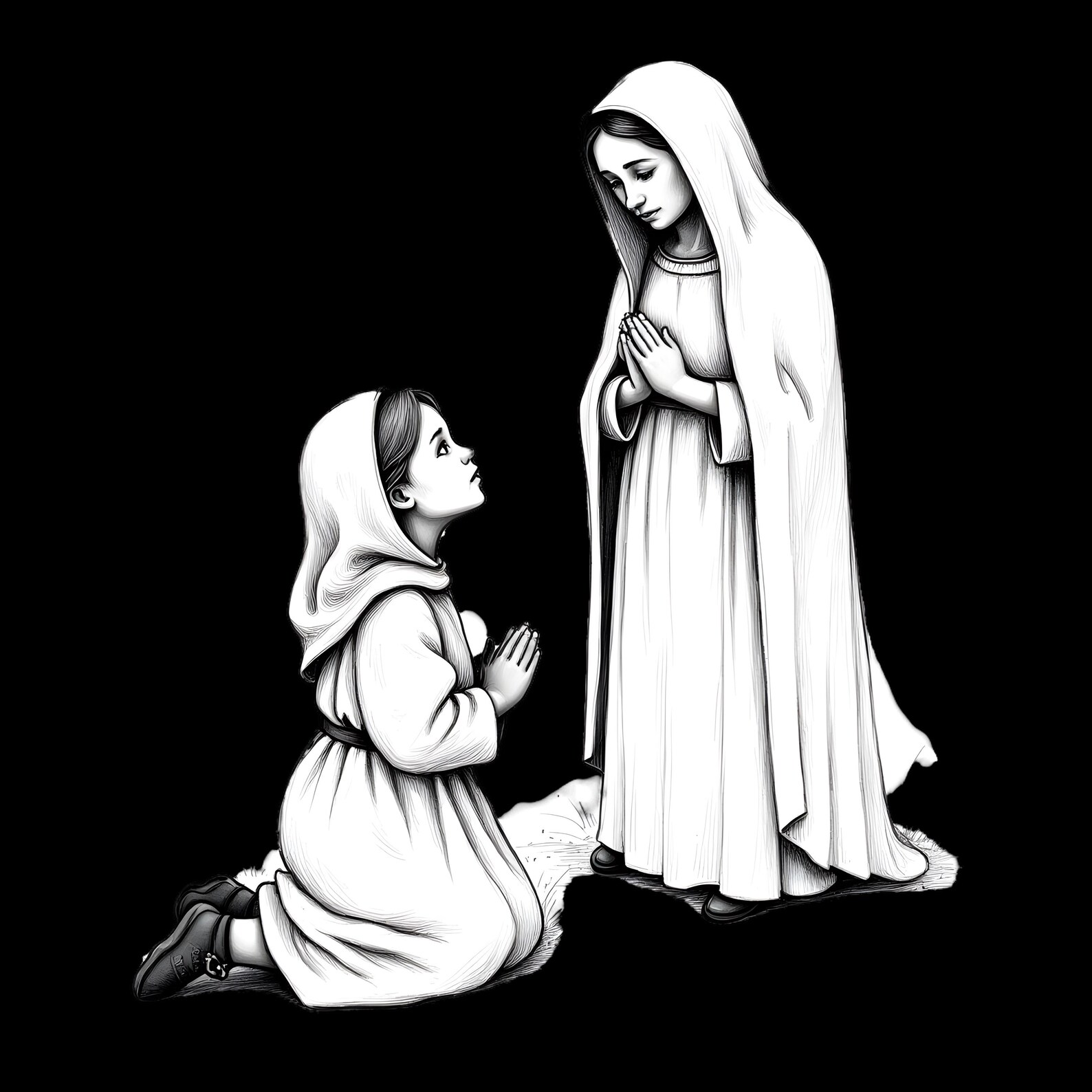 23 Black and White Catholic Saint Clip Art Illustration Bible Faith ...