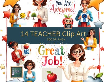 Teacher Clip Art Set: Classroom Decor, Lesson Plans (digital Download ...