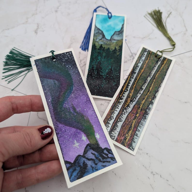 Scenic Watercolor Bookmarks: Nature Art Bookmark for Booktok Readers - Etsy