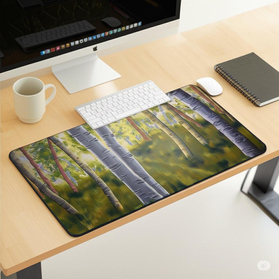 Birch Forest Gaming Desk Mat: Green Nature Desk Accessory - Etsy