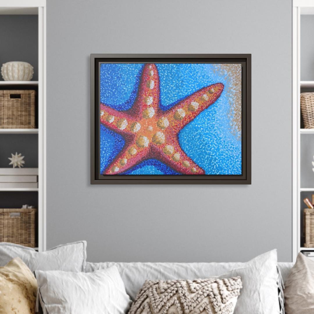 Abstract Seaside Art Starfish Print, Tidepool Marine Life Ocean Coastal ...