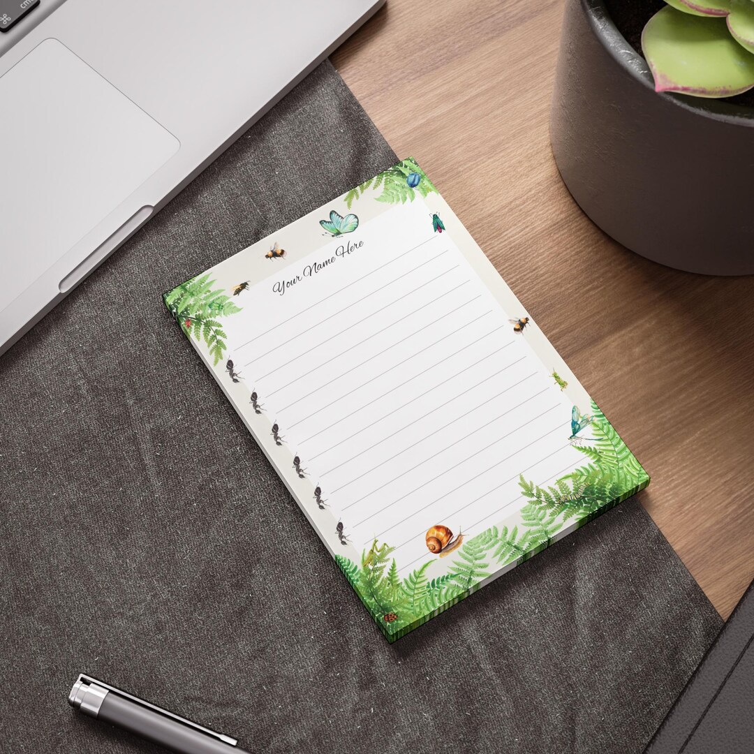 Personalized Fern & Bugs Sticky Note Pad: Nature Stationery to Do List ...
