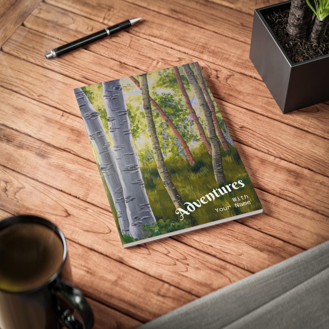 Personalized Aspen Tree Forest Journal, Nature Art Softcover Lined A5 ...