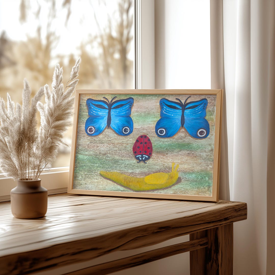 Bug Face Art Print Digital Download: Funny Butterfly Ladybug Nature ...