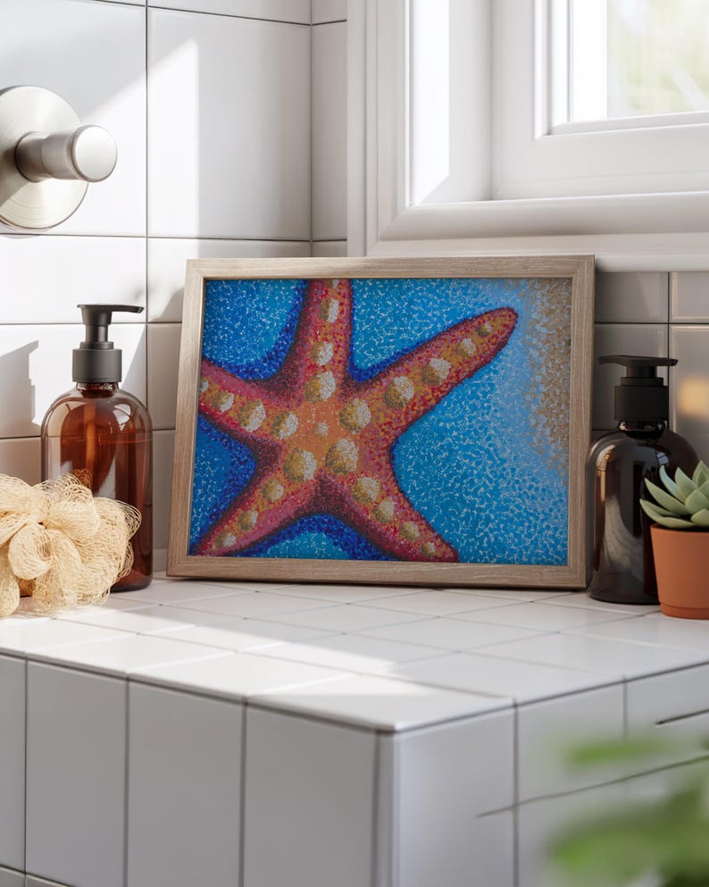 Pointillism Starfish Digital Download: Coastal Ocean Wall Art for Beach ...