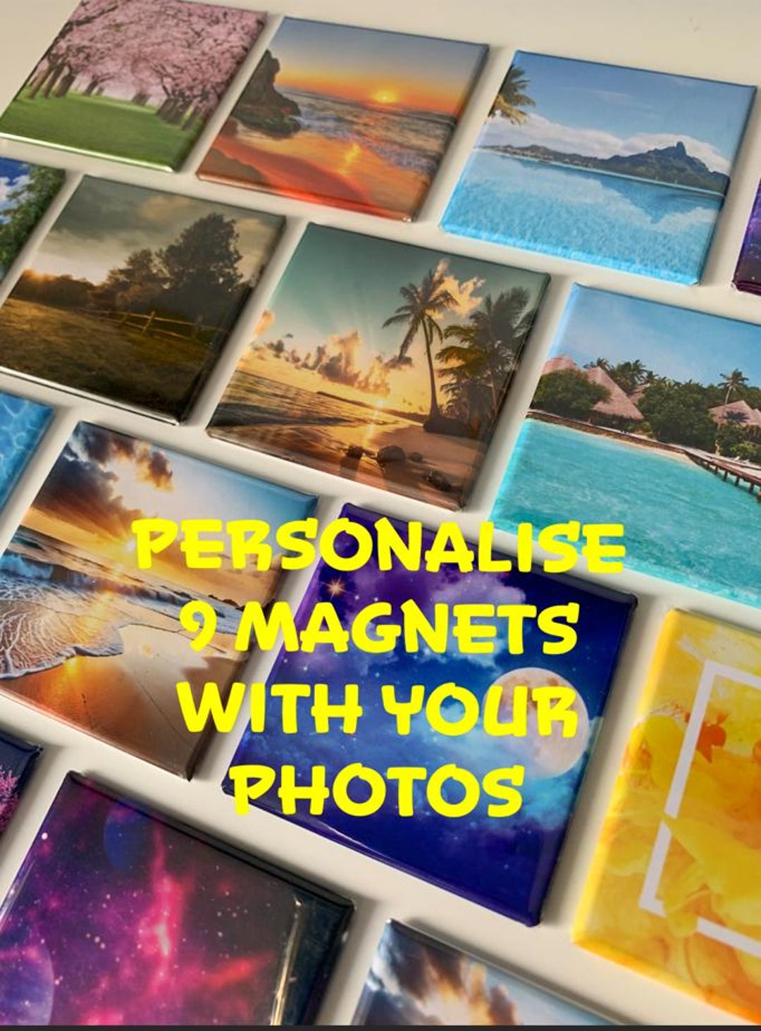Personalised Photo Magnets 9 Custom Made Magnets 2x2 Square Gift ...