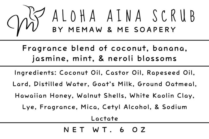 Aloha Aina Scrub Handcrafted Goats Milk Soap Natural Cold Process Soap ...