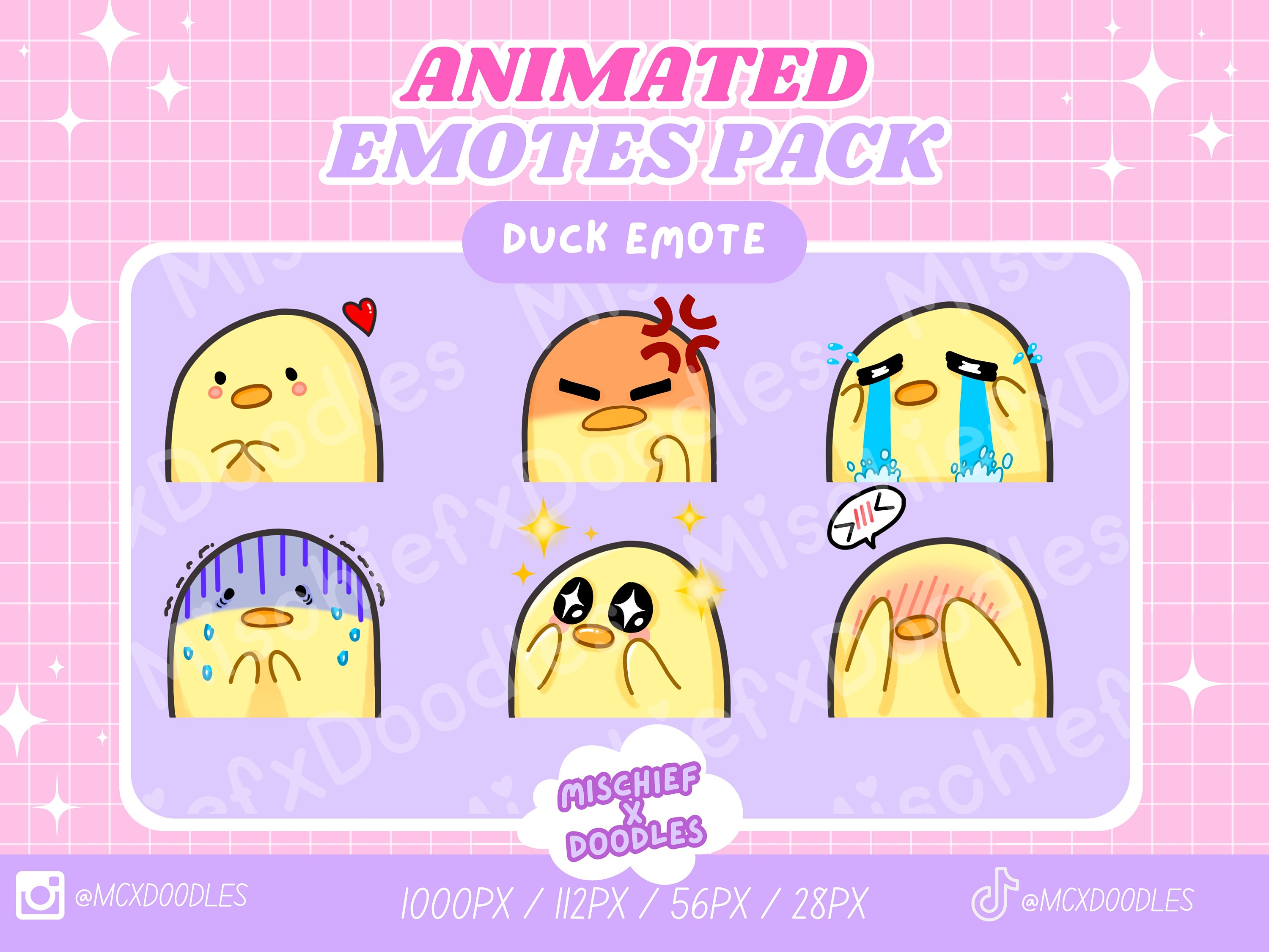ANIMATED Cute Duck Emotes Pack | Cute Mischief Duck | Animated Emote ...