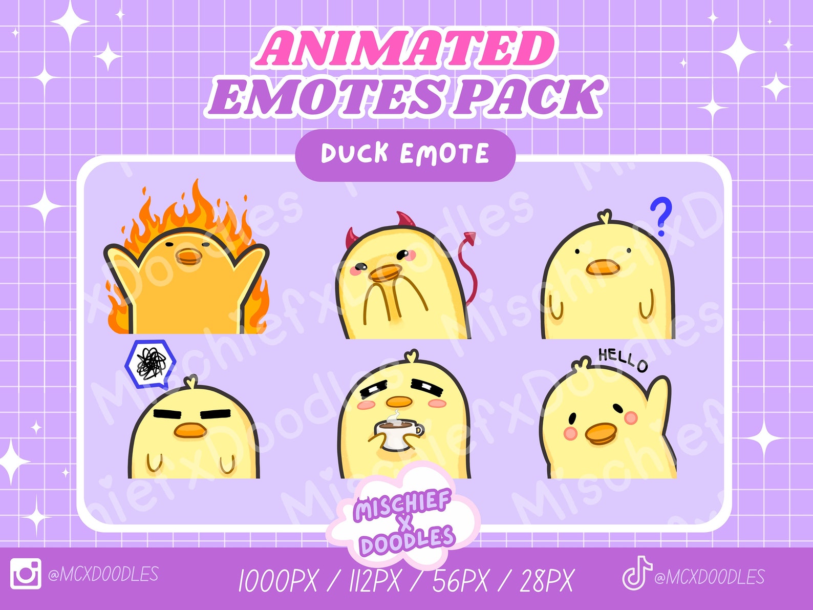 ANIMATED Cute Duck Emotes Pack | Cute Mischief Duck | Animated Emotes ...