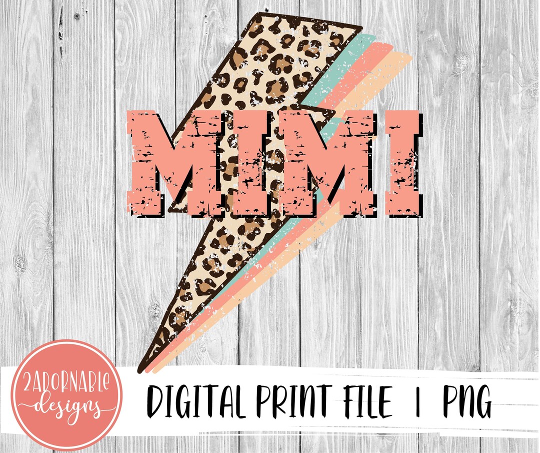 Mimi Lightning Bolt Sublimation Design | PNG File for Sublimation Print ...