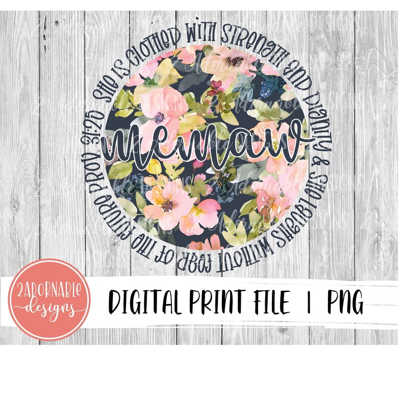 Memaw Floral Sublimation Design | PNG File for Sublimation Print ...