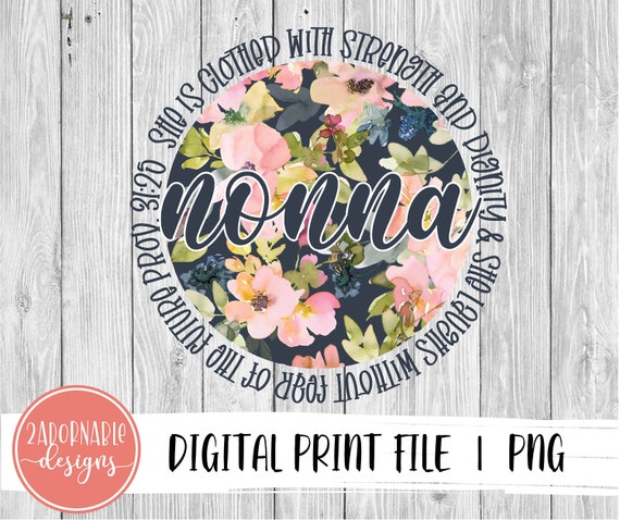 Nonna Floral Sublimation Design PNG File for Sublimation - Etsy