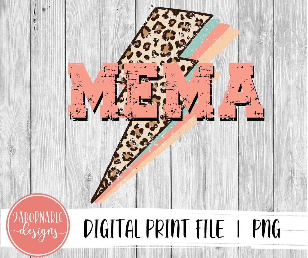 Mema Lightning Bolt Sublimation Design PNG File for - Etsy