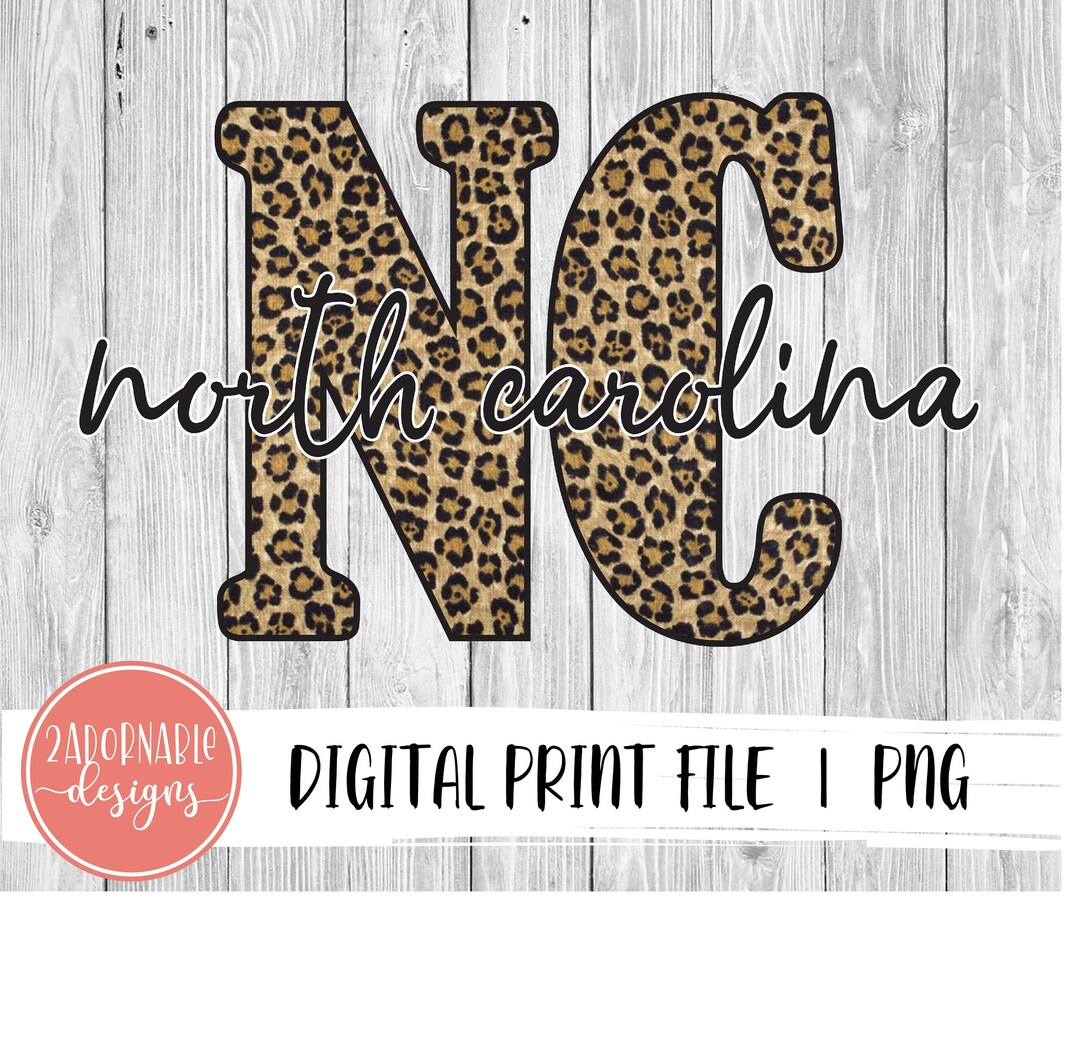 North Carolina Leopard Print Sublimation Design | Leopard NC State PNG ...