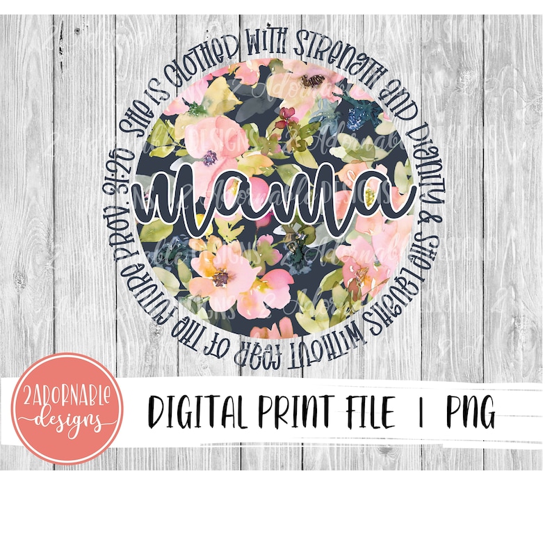 MAMA Floral Sublimation Design PNG File for Sublimation - Etsy
