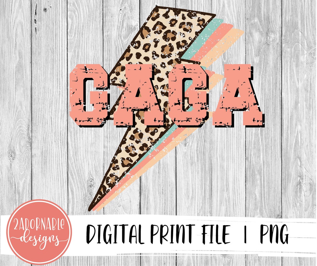 Gaga Lightning Bolt Sublimation Design PNG File for Sublimation Print ...