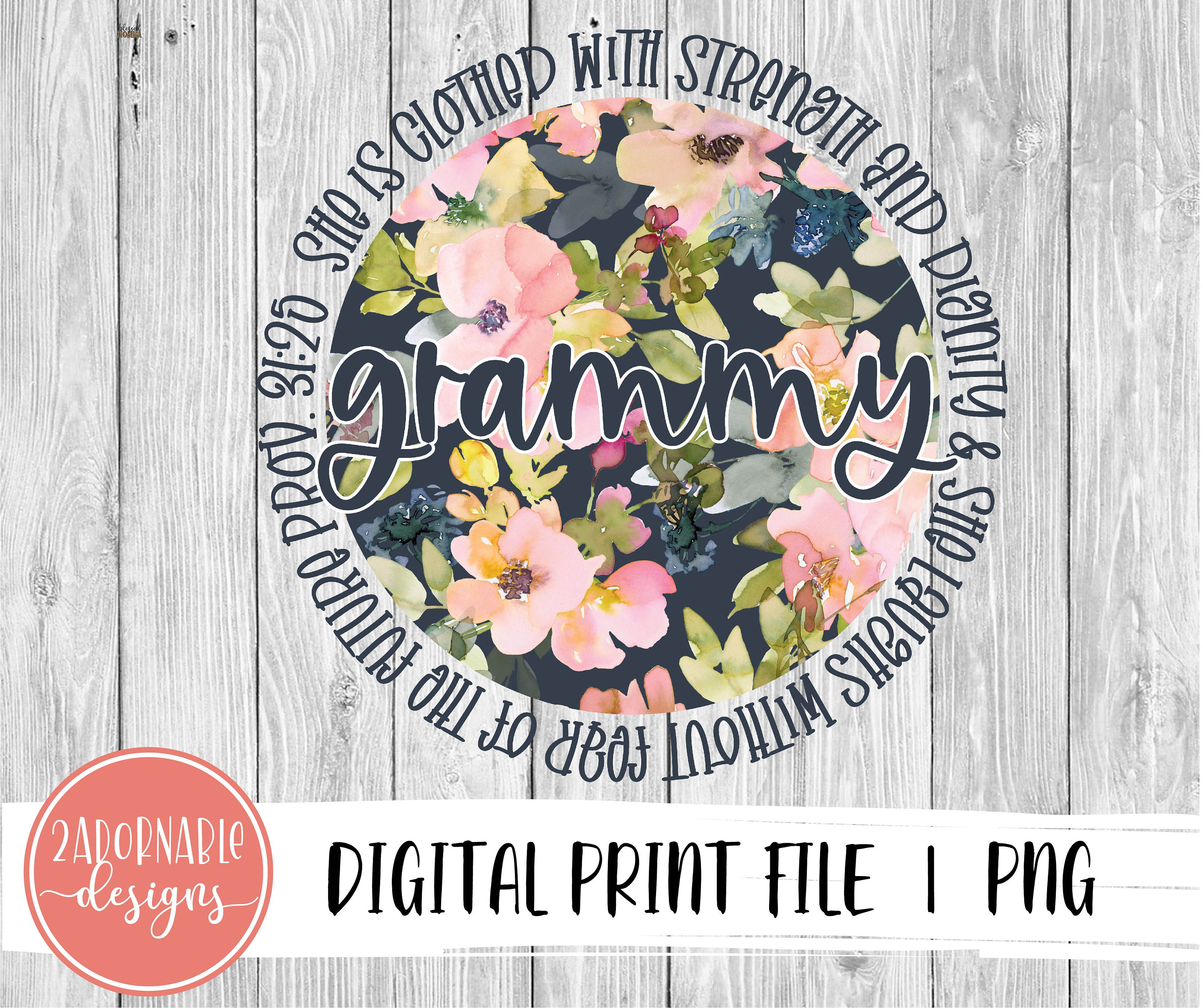 Grammy Floral Sublimation Design | PNG File for Sublimation Print ...